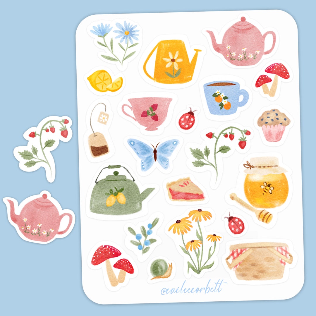 Cottagecore Sticker Sheet, PNG Bullet Journal Stickers, Printable ...
