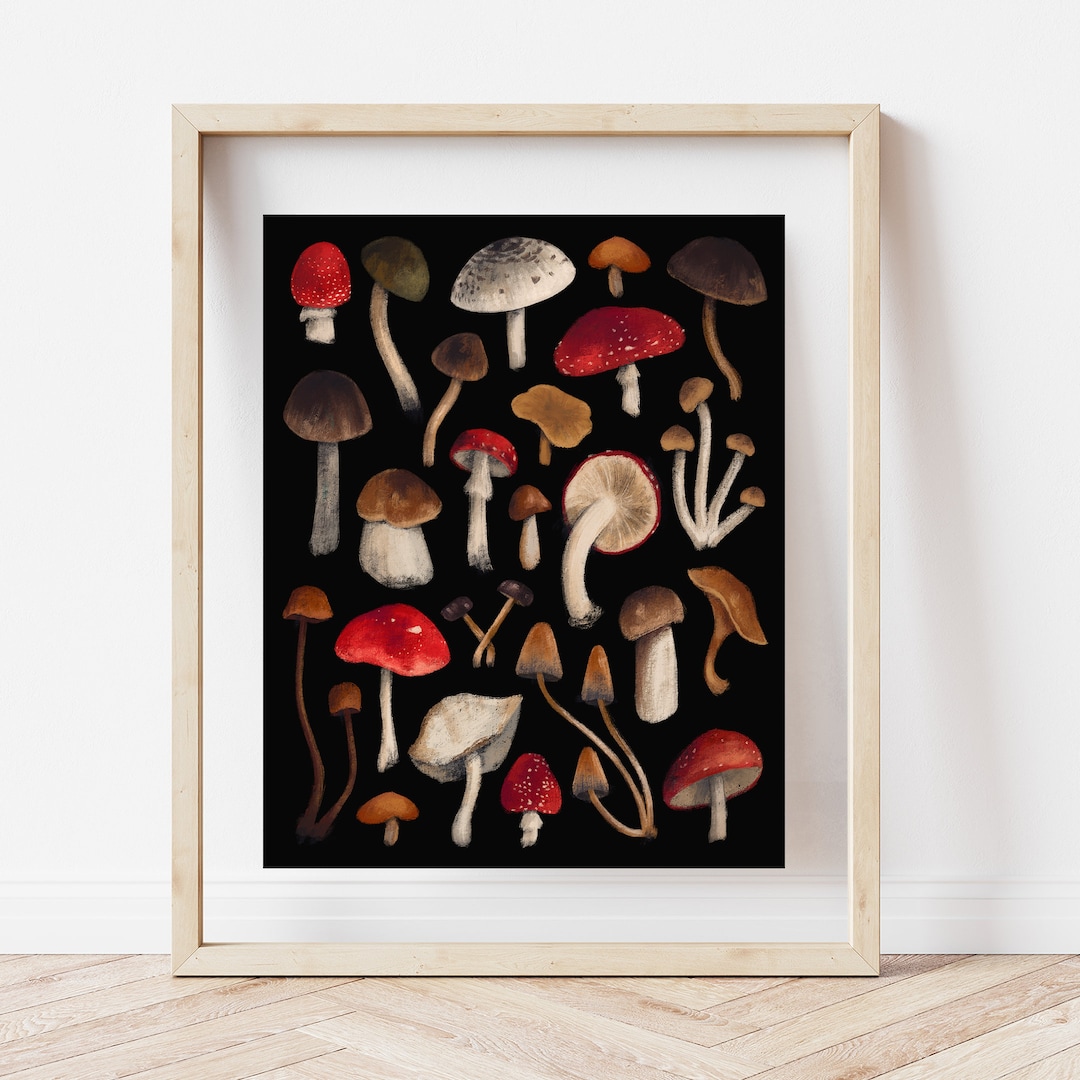 Mushroom Forager Forest Specimen Art Poster, Mushroom Wall Art, Forager ...