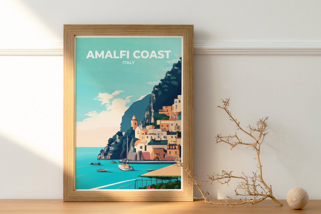 Amalfi Coast Travel Poster, Amalfi Coast, Wall Art Print, Home and Office Decor, Travel Poster ...