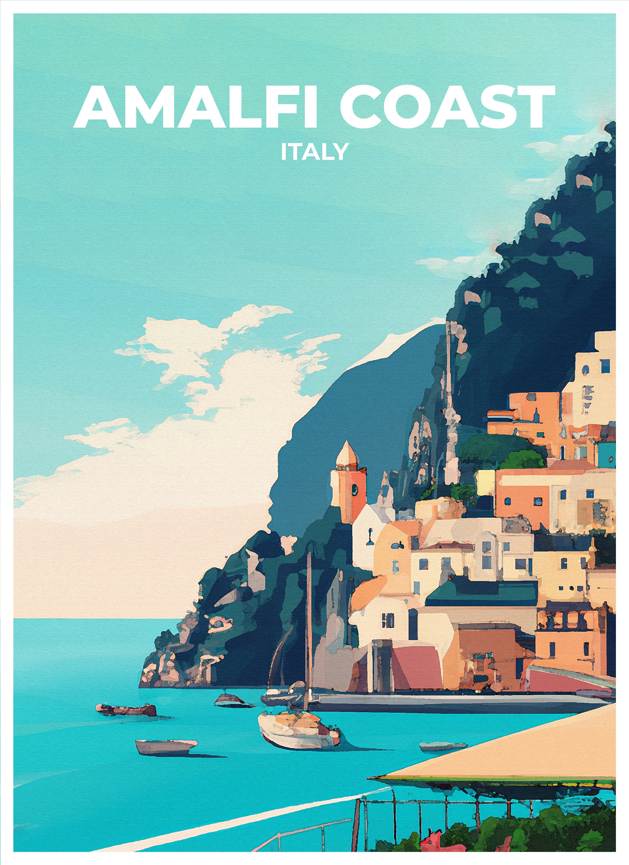 Amalfi Coast Travel Poster, Amalfi Coast, Wall Art Print, Home and ...