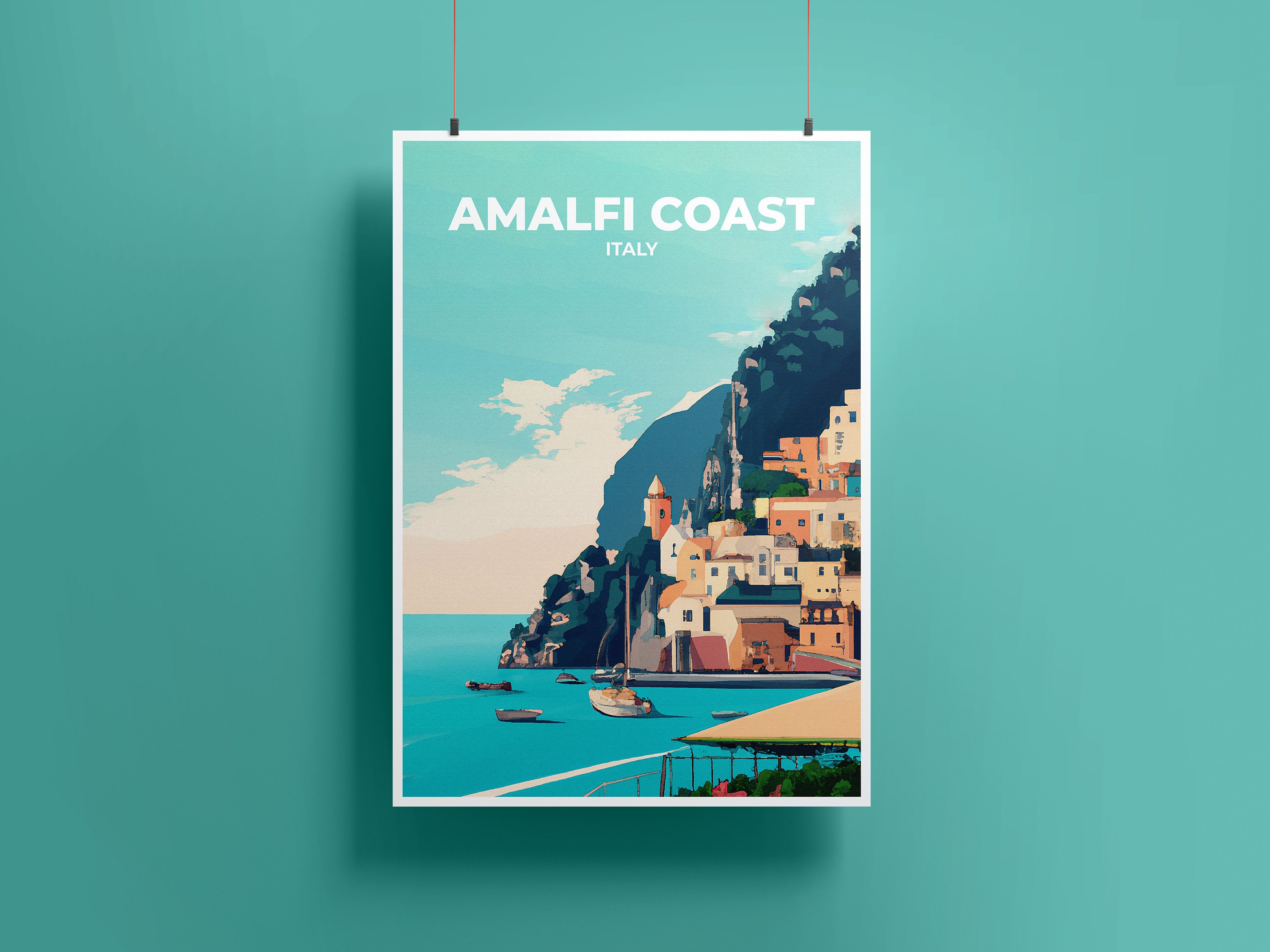 Amalfi Coast Travel Poster, Amalfi Coast, Wall Art Print, Home and Office Decor, Travel Poster ...