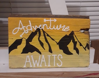 Adventure Awaits Mountains Wall Hanging Woodland Theme - Etsy