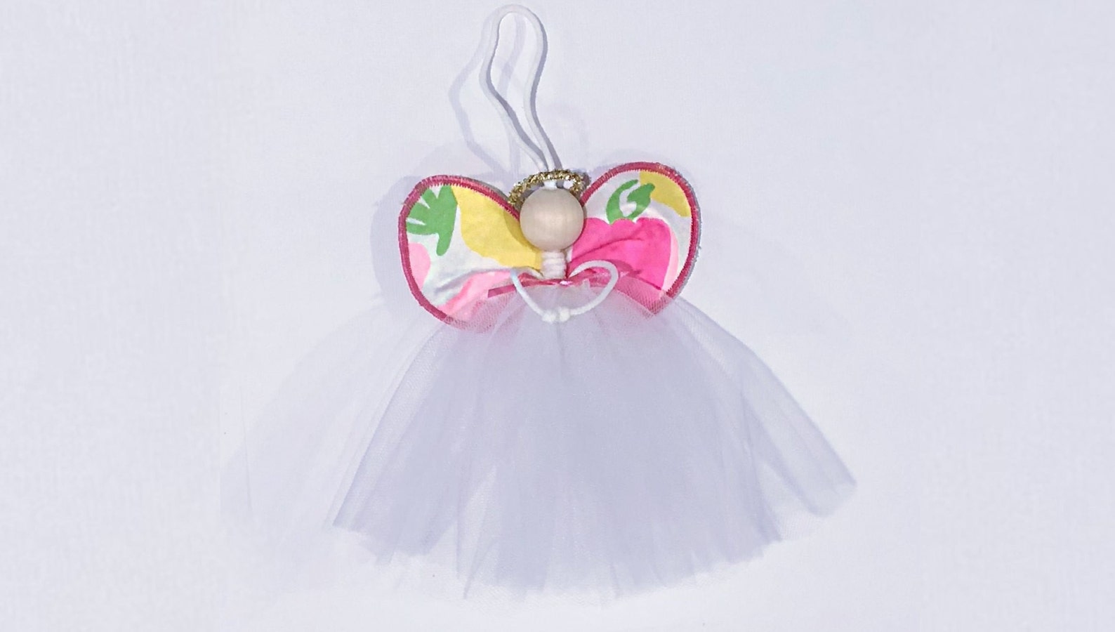 Angel Christmas Ornament With Preppy Print Fabric Wings, Hand Made in ...