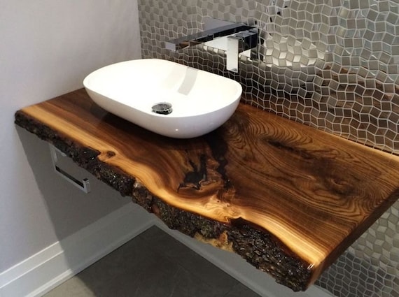 Live Edge Wood Basin Rustic Wash Stand Sink Unit Bathroom | Etsy