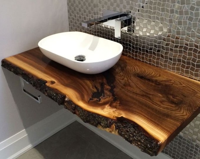 Live Edge Wood Basin Rustic Wash Stand Sink Unit Bathroom Vanity Unit ...