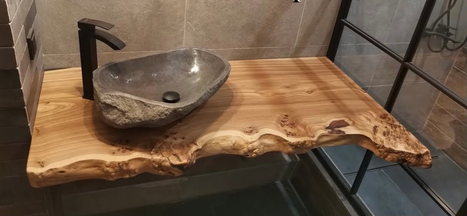 Live Edge Wood Basin Rustic Wash Stand Sink Unit Bathroom | Etsy