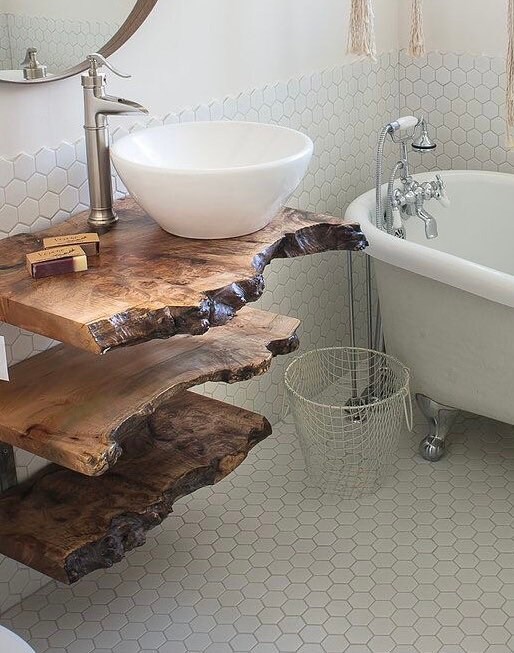 Live Edge Wood Basin Rustic Wash Stand Sink Unit Bathroom | Etsy
