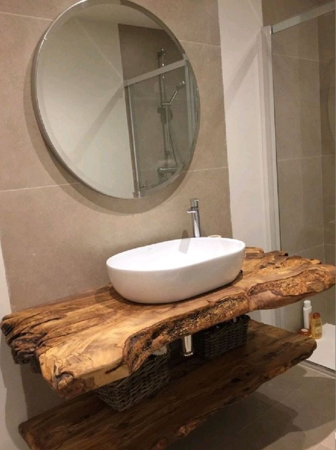 Live Edge Wood Basin Rustic Wash Stand Sink Unit Bathroom | Etsy