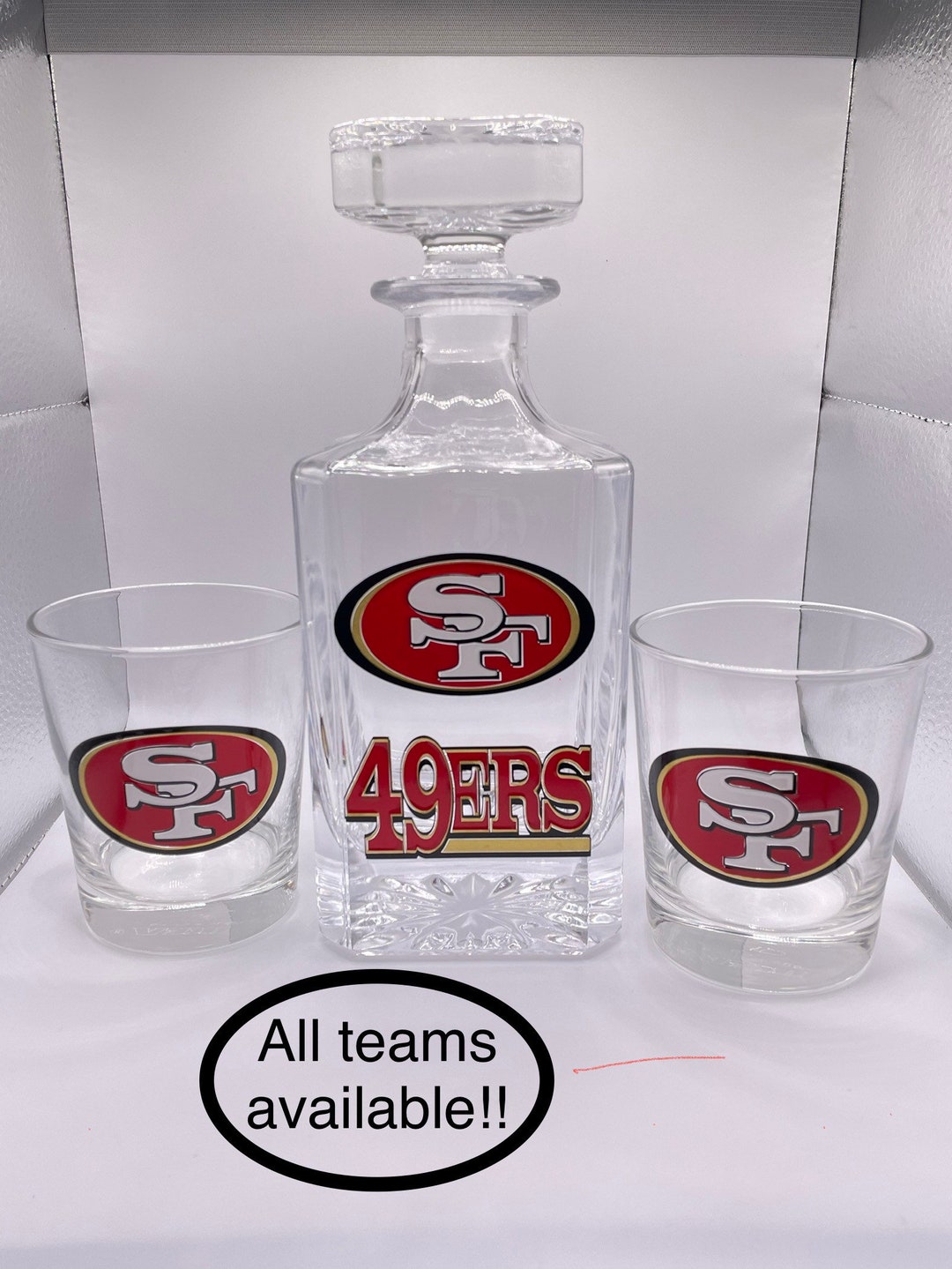 Personalized 49ers Whiskey Set, San Francisco Barware for Man Cave ...