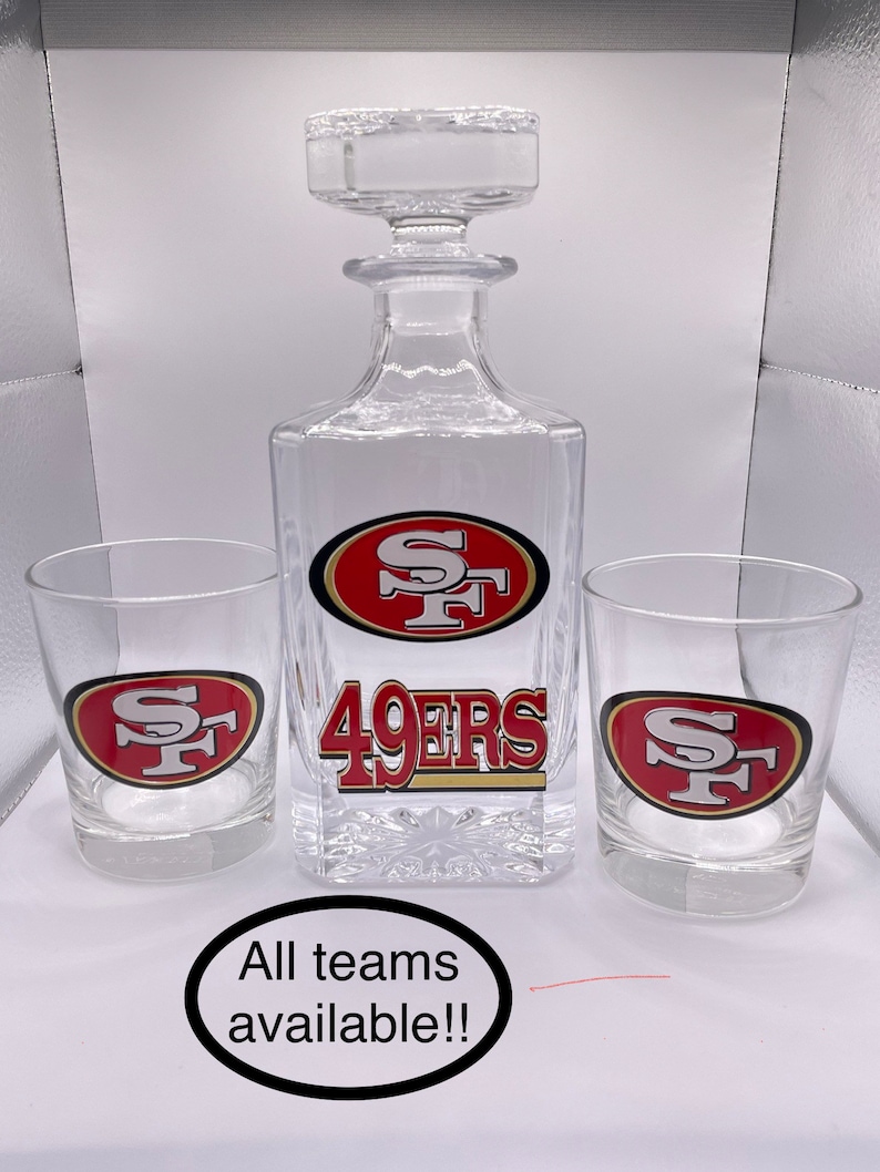 Personalized 49ers Whiskey Set, San Francisco Barware for Man Cave ...