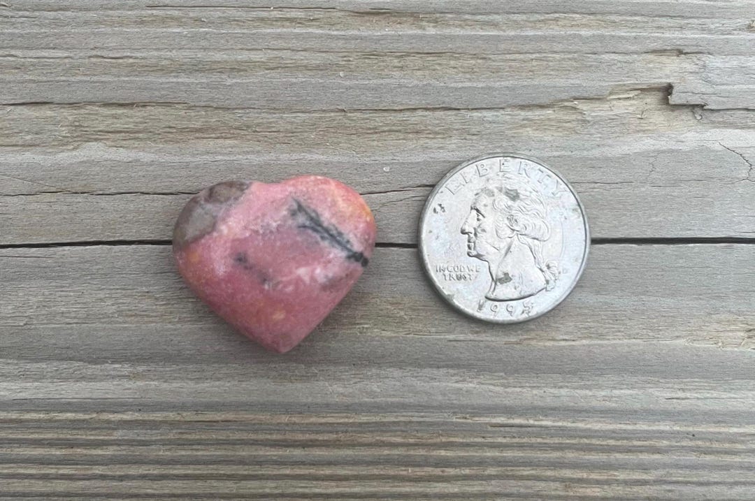 Rhodonite Heart, Carved and Polished Rhodonite Heart Gemstone Crystal ...