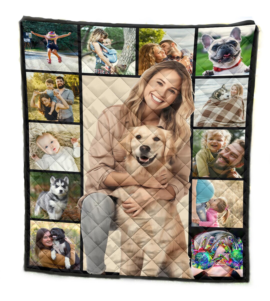 Custom Photo Quilt, Photo Quilt, Memory Quilt,dog Quilt,dog Mom,dog ...