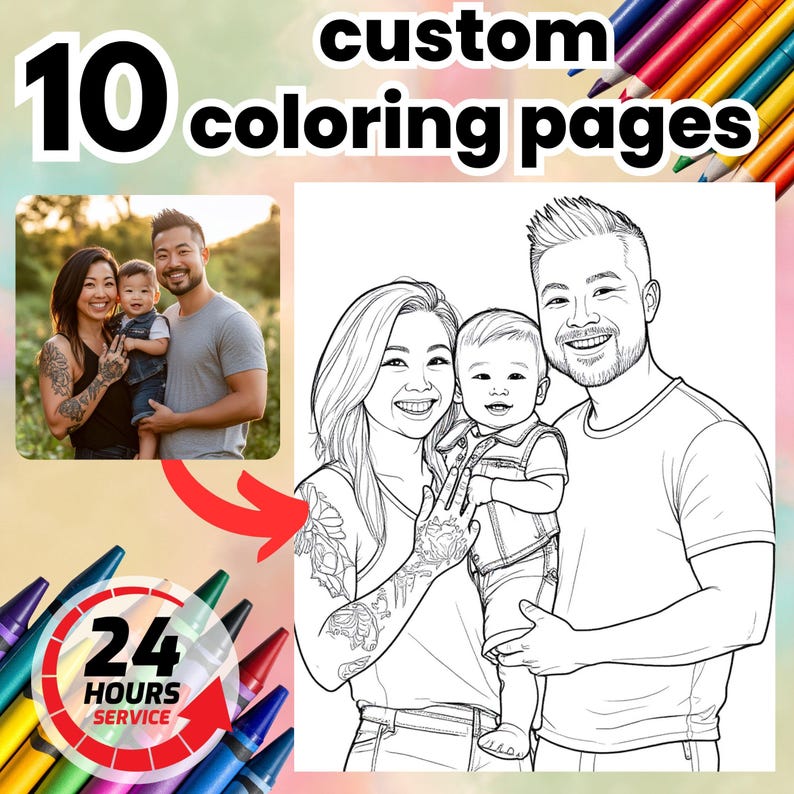 10 Custom Coloring Pages From Photo | Personalized Coloring Book ...