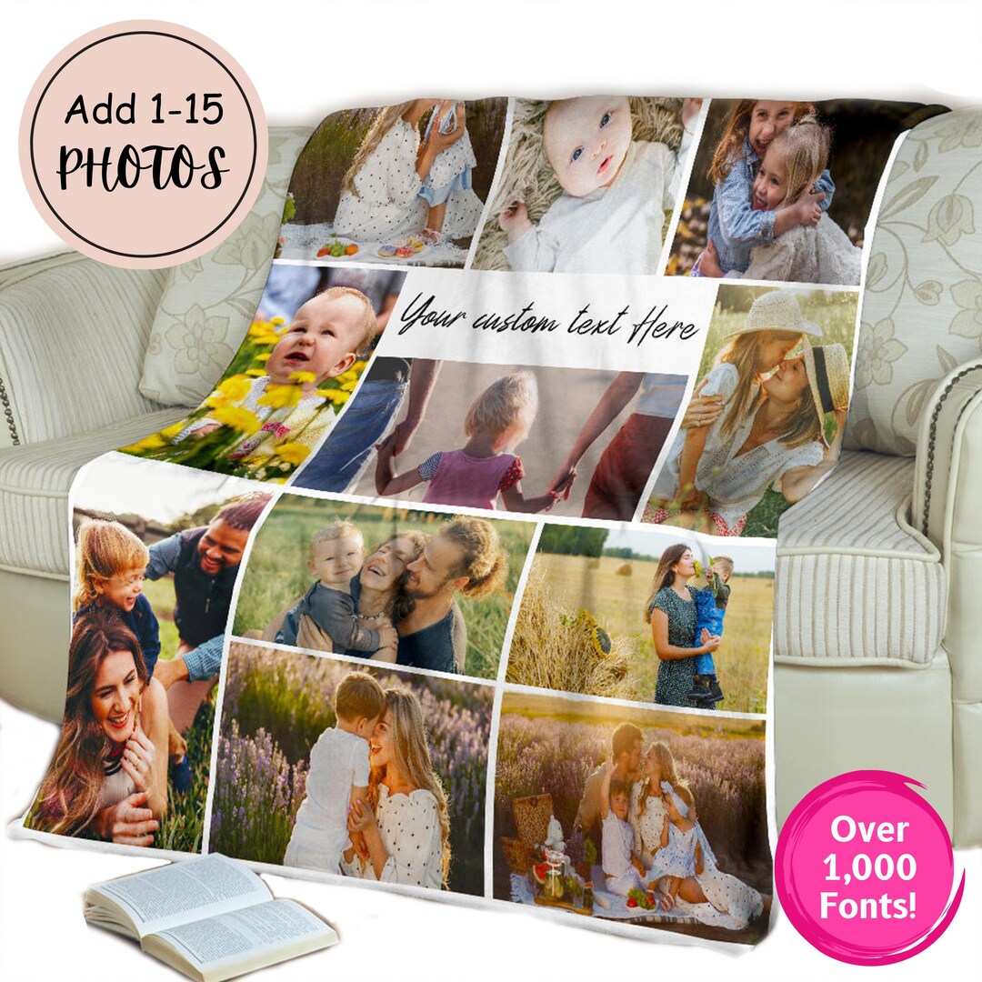 Custom Family Photo Blanket, Anniversary Blankets, Add 1 to 15 Family ...