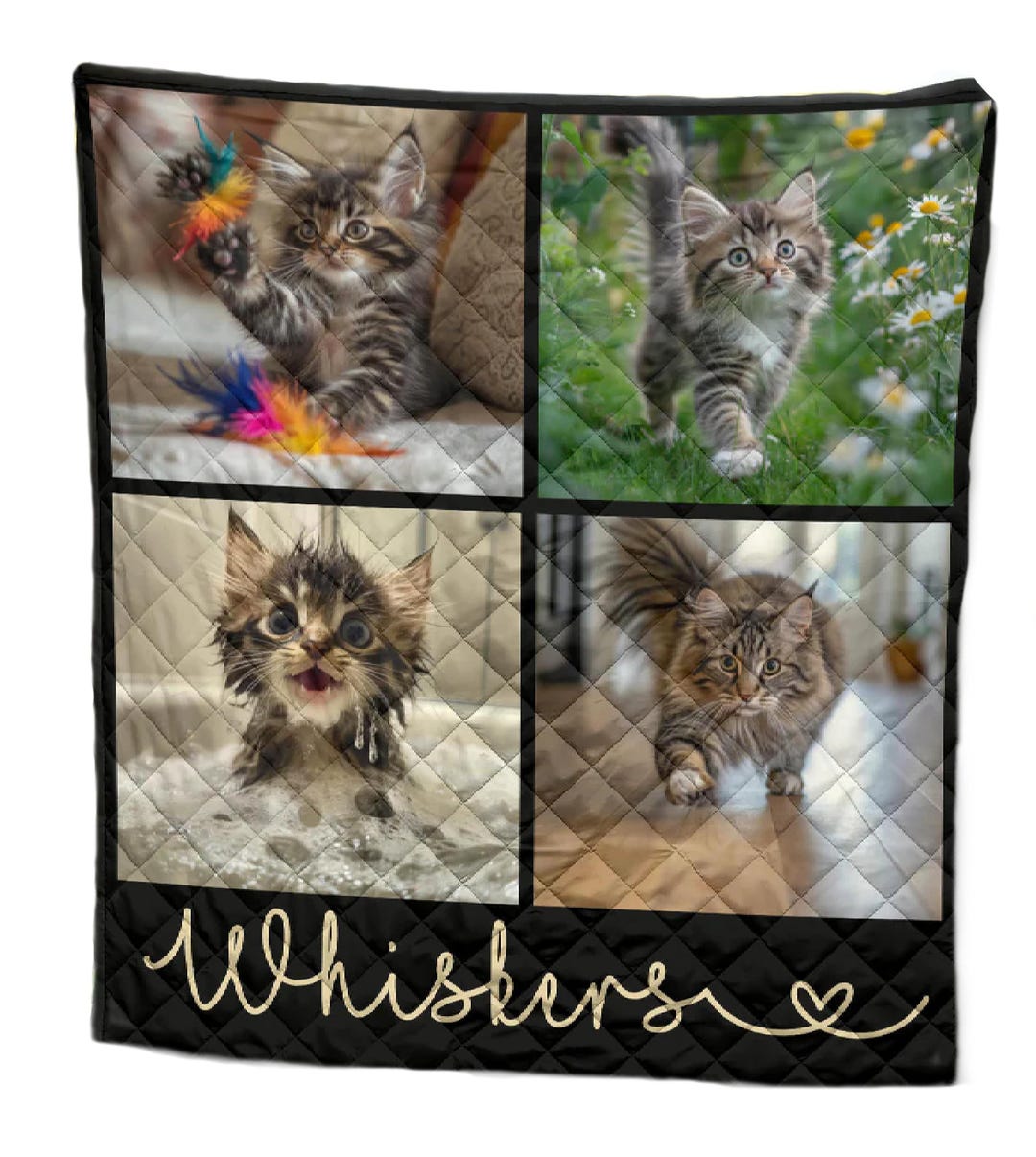 Cat Mom Cat Lover Gift Custom Photo Quilt Personalized Pet Blanket ...