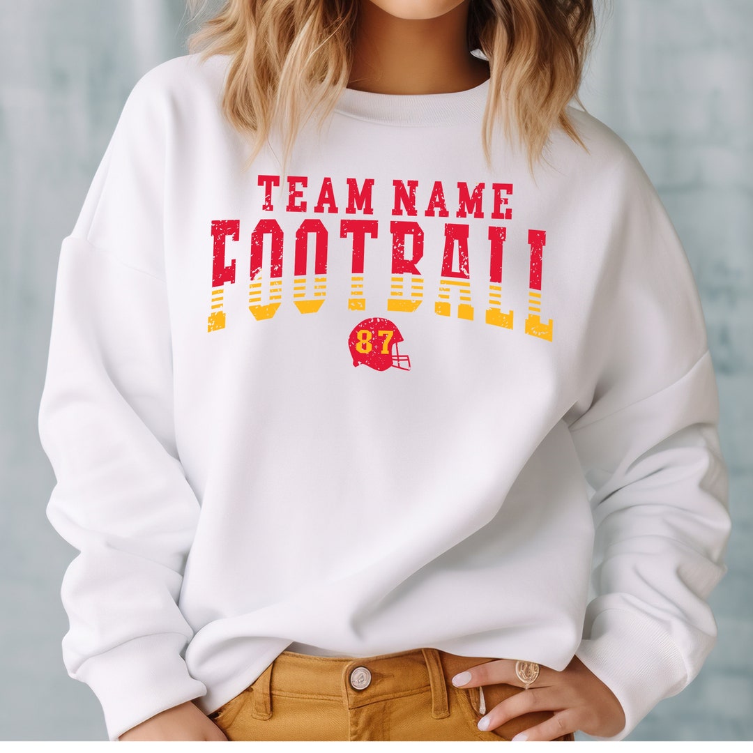 Custom Football Sweatshirt, Add Your Number, Football Sweater, Football ...