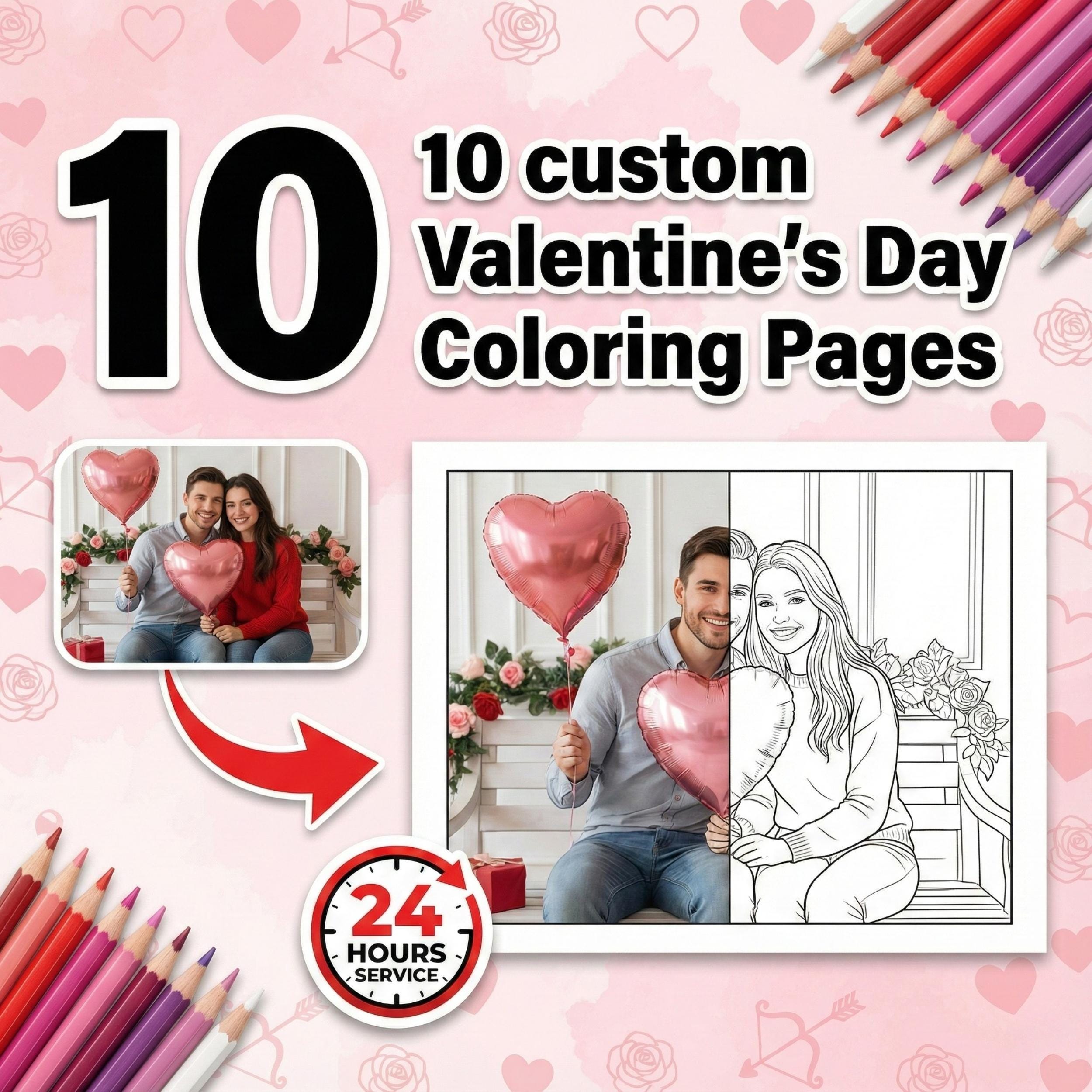 10 Custom Coloring Pages From Photo | Valentine's Day Personalized Gift ...