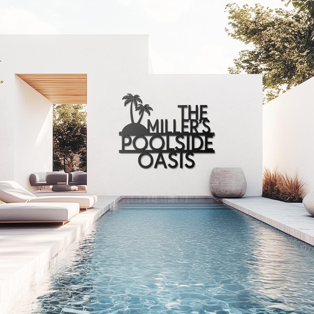 Custom Pool Sign Outdoor Family Pool Metal Sign Personalized Backyard ...