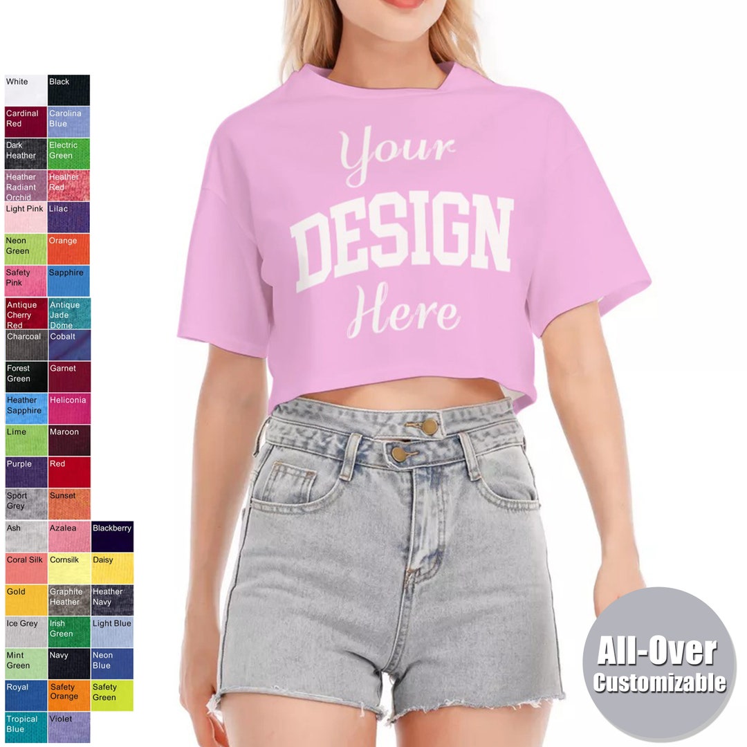 Crop Top, Custom Crop Top,photo Shirt, 100% Cotton -all-over Print ...