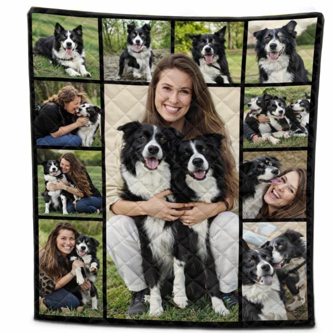 Custom Dog Photo Quilt | Personalized Puppy Blanket | Dog Mom Gift ...