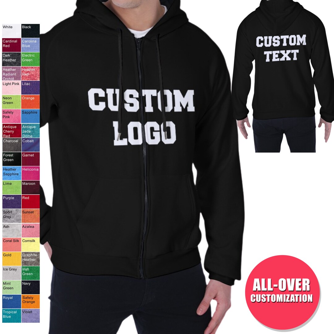 Custom Adult Hoodie, Personalized Jacket in All Colors,unisex Custom ...