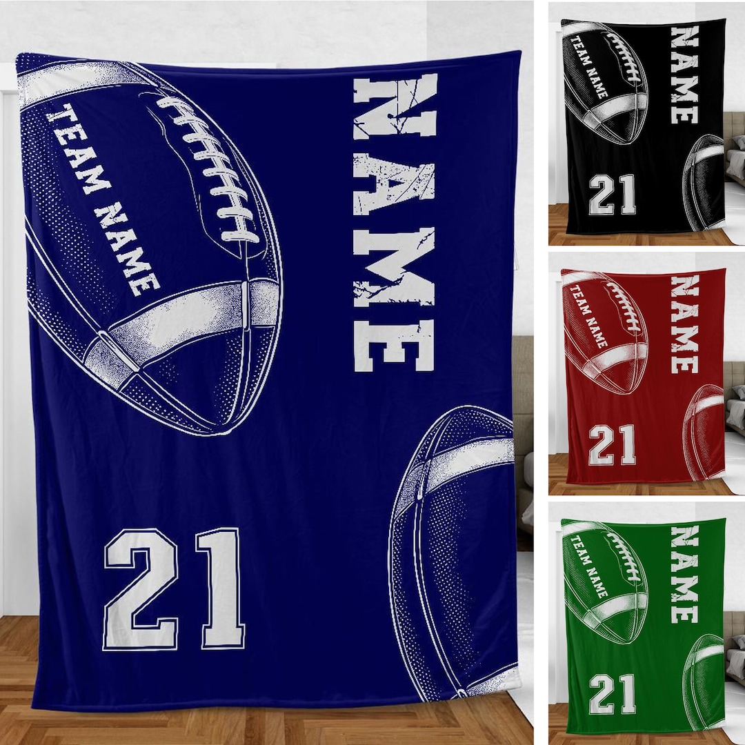 Custom Football Blanket, Football Player Blanket, Custom Name & Number ...
