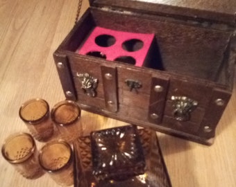 Old Whiskey Bottle and 4 Shot Glass Red in Color - Etsy