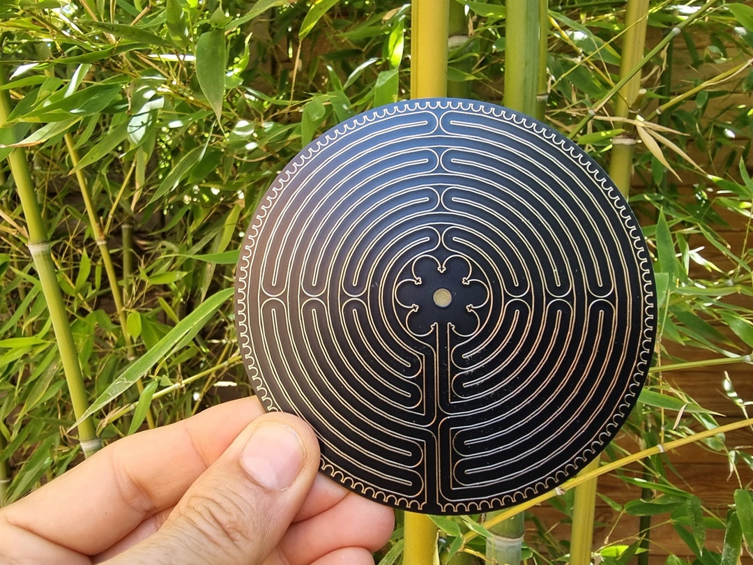 2-sided Chartres Labyrinth Disc, Gold/copper, Beeswax, Tesla Antenna ...