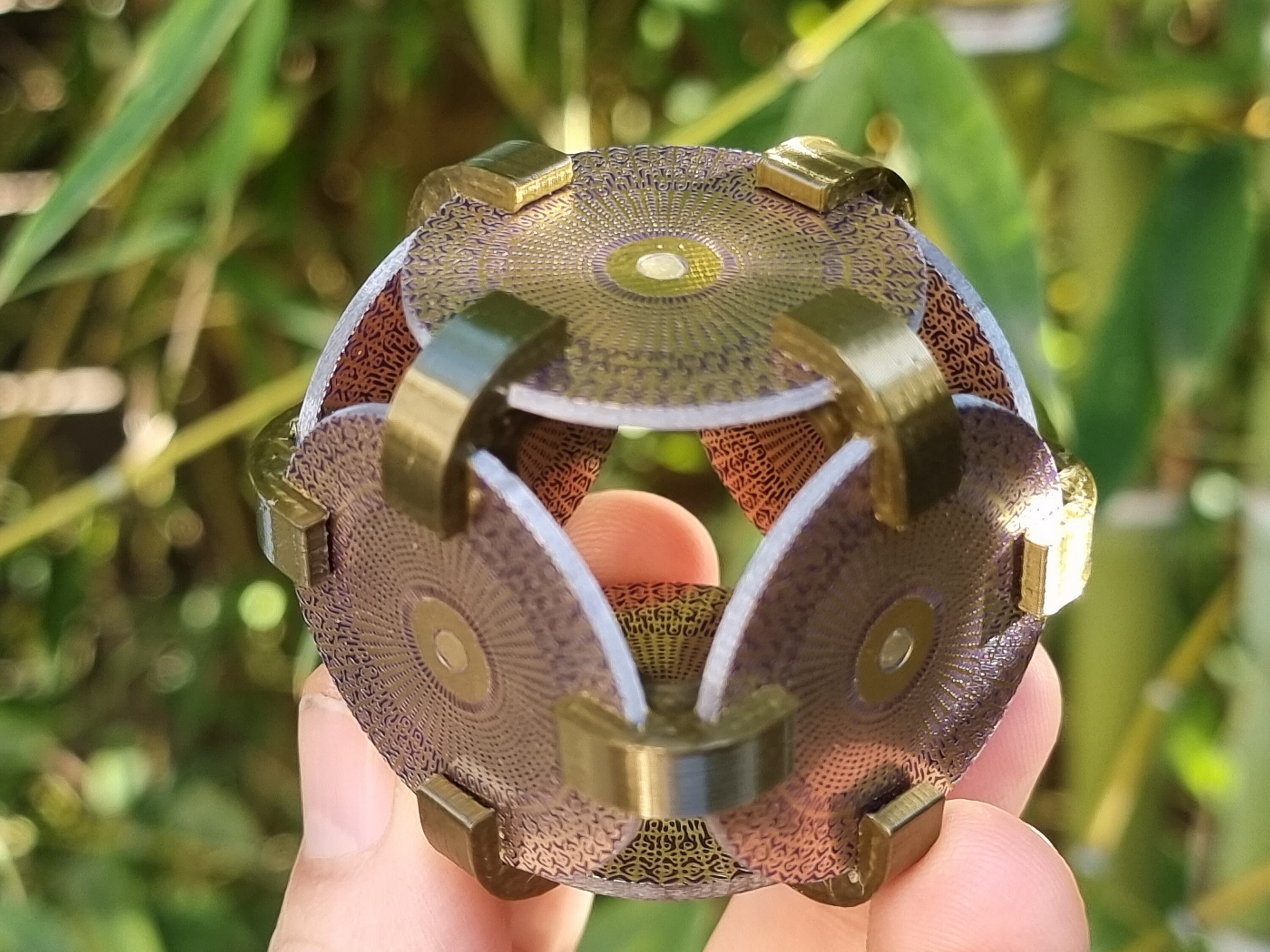Cube 5 Cm OM Cymatic 528 Hz Purple Harmonizer Copper and Gold Plated ...