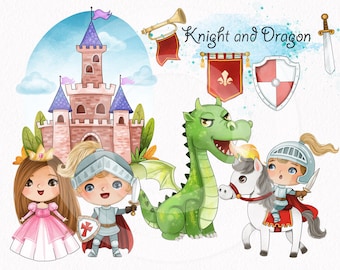 Princess and Knights Clipart Instant Download PNG Files 300 - Etsy