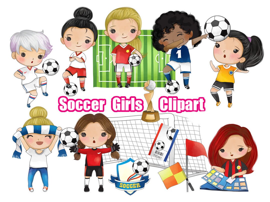 Soccer Girls Clipart Instant Download PNG File 300 Dpi - Etsy UK