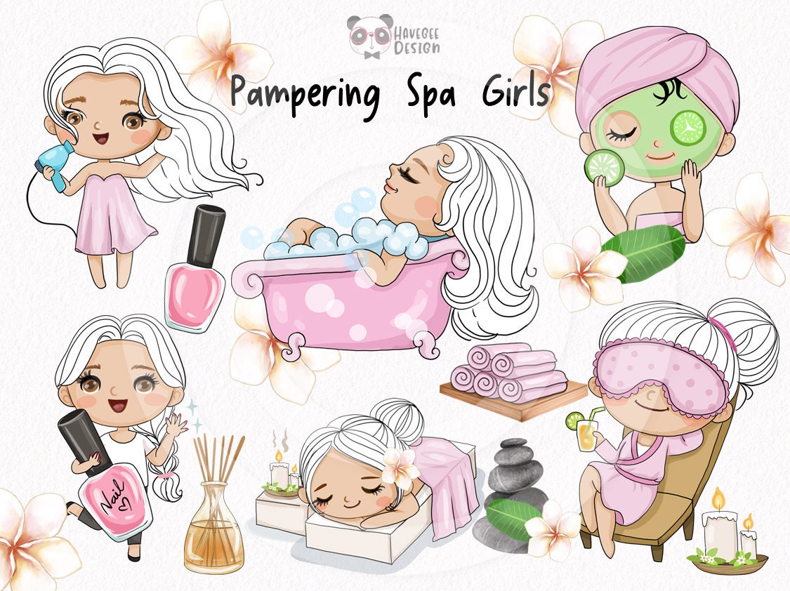 Pampering Spa Girls Clipart Instant Download PNG File 300 - Etsy Ireland