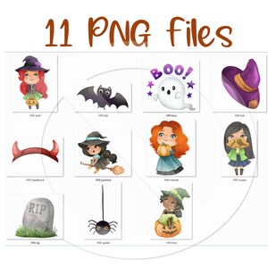 Cute Halloween Girls Clipart Set2 Instand Download PNG File 300 Dpi - Etsy
