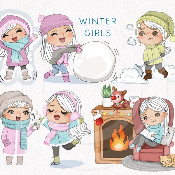 Winter Girl Clipart - Etsy