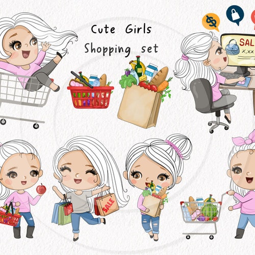 Cute Easter Girls Clipart Instant Download PNG File 300 Dpi - Etsy