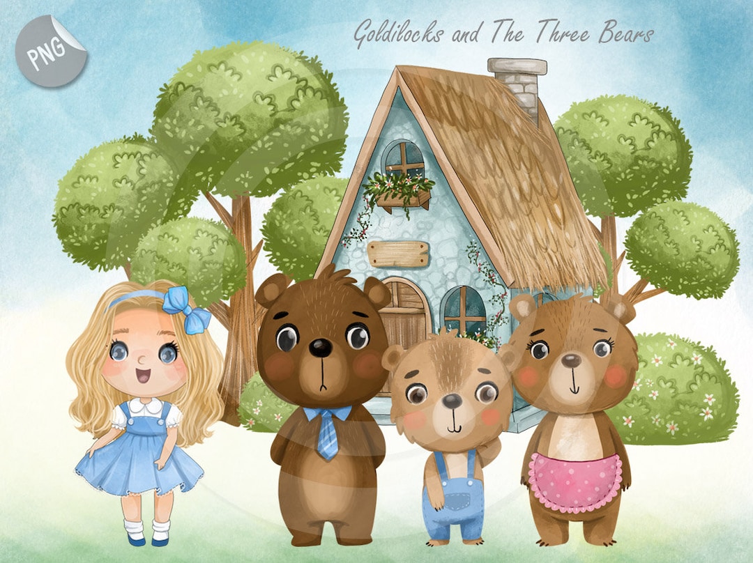 Ricitos de oro y los tres osos clipart set descarga - Etsy México