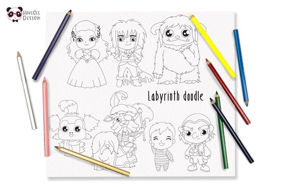 Labyrinth Doodle Clipart Coloring Page Printable Instant | Etsy Canada