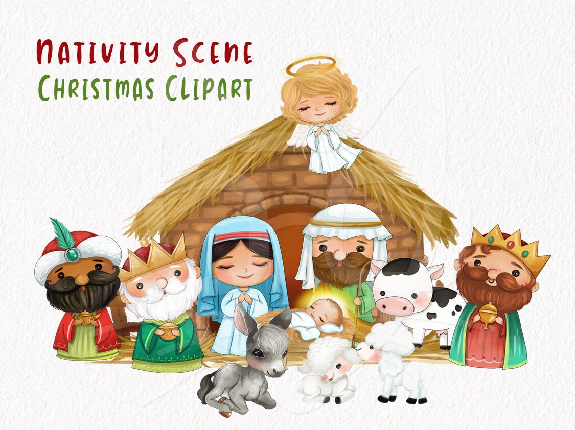 Cute Cartoon Nativity Scene