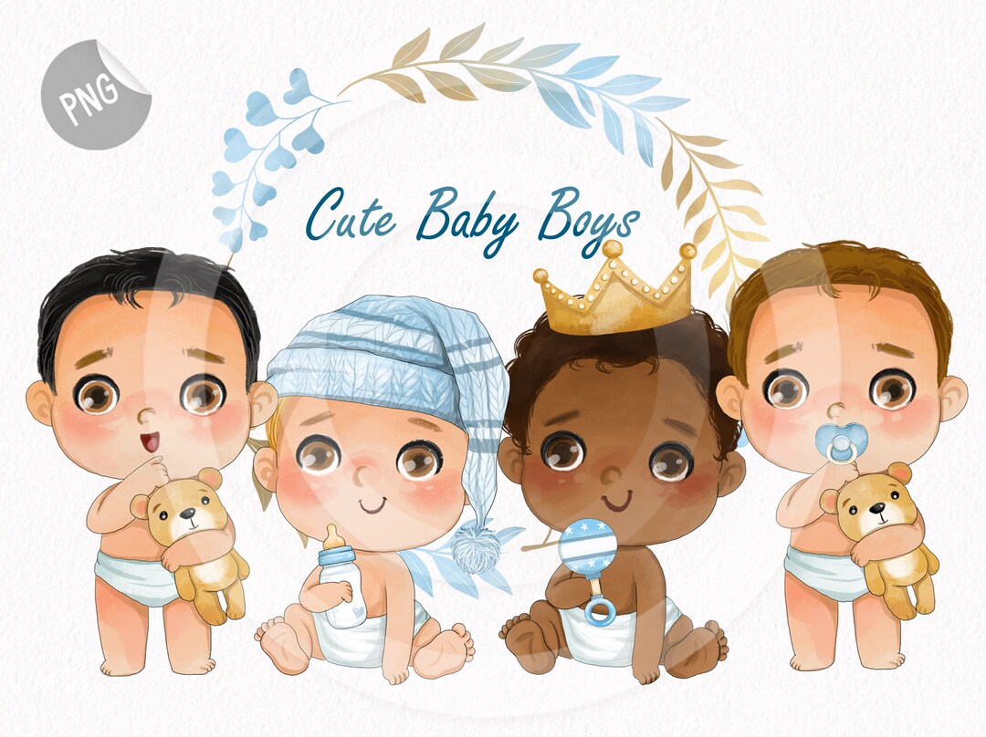 Cute Baby Boys Clipart Instant Download PNG File 300 Dpi - Etsy