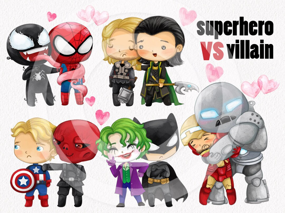 Superhero Vs Villains Clipart Instant Download PNG File 300 - Etsy ...