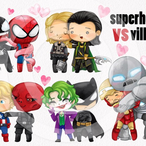 Superhero Vs Villains Clipart Instant Download PNG File 300 - Etsy ...