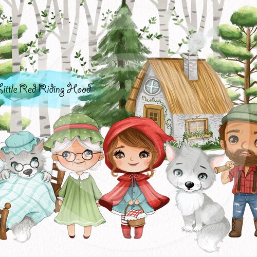 Little Red Riding Hood Clipart / Fairytale Clip Art - Etsy