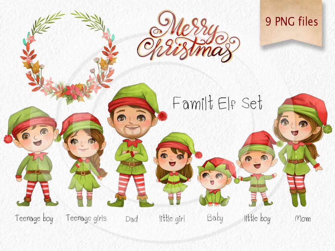 Elf Family Clipart Christmas Clipart Set Instant Download - Etsy UK