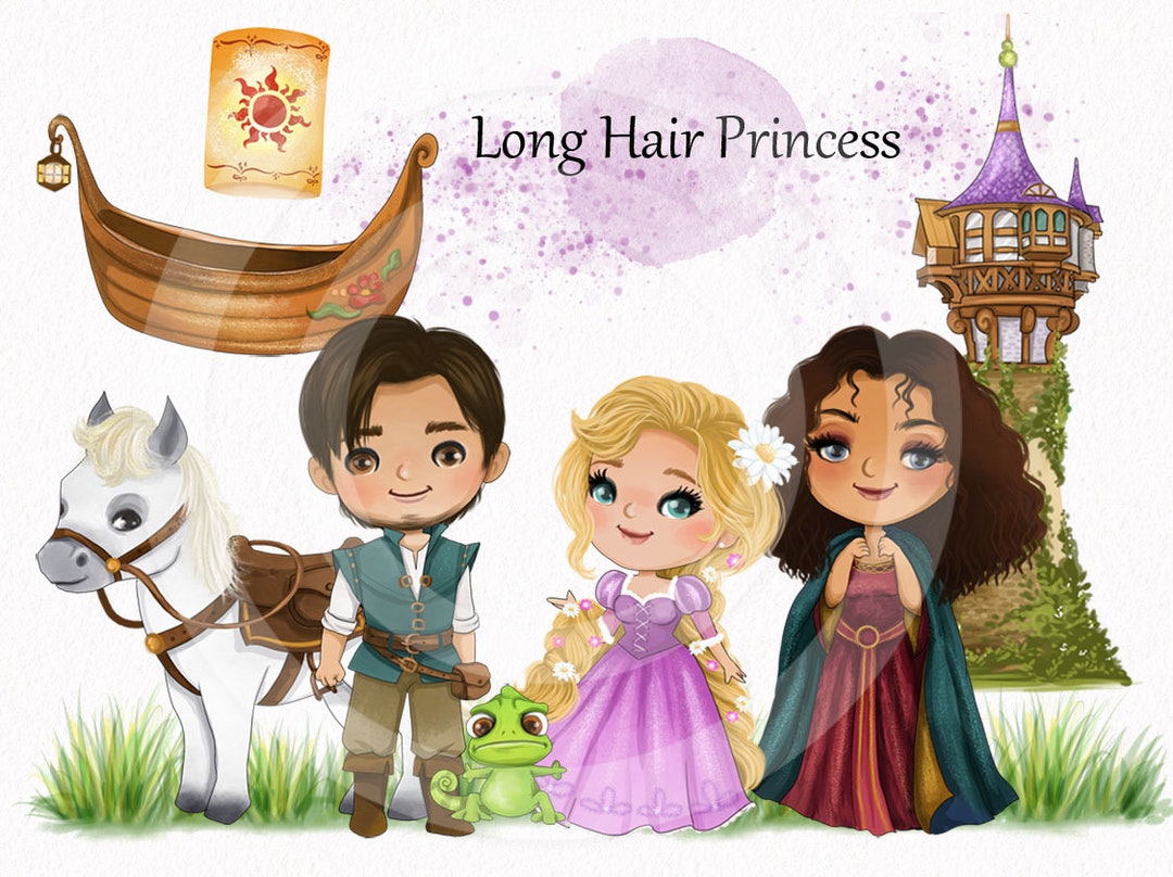 Long Hair Princess Inspiration Clipart Instant Download PNG File 300 ...