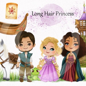 Long Hair Princess Inspiration Clipart Instant Download PNG File 300 ...