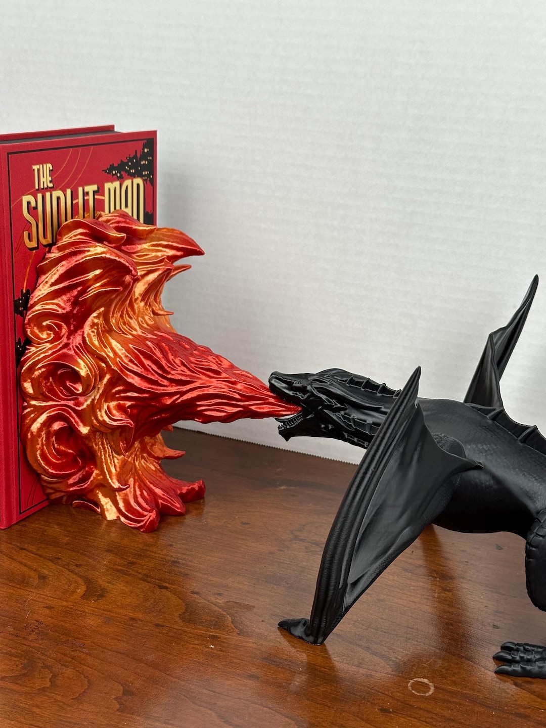 Dragon Breathing Fire Bookend/book Nook Bookish Decor Unique 3D Printed ...