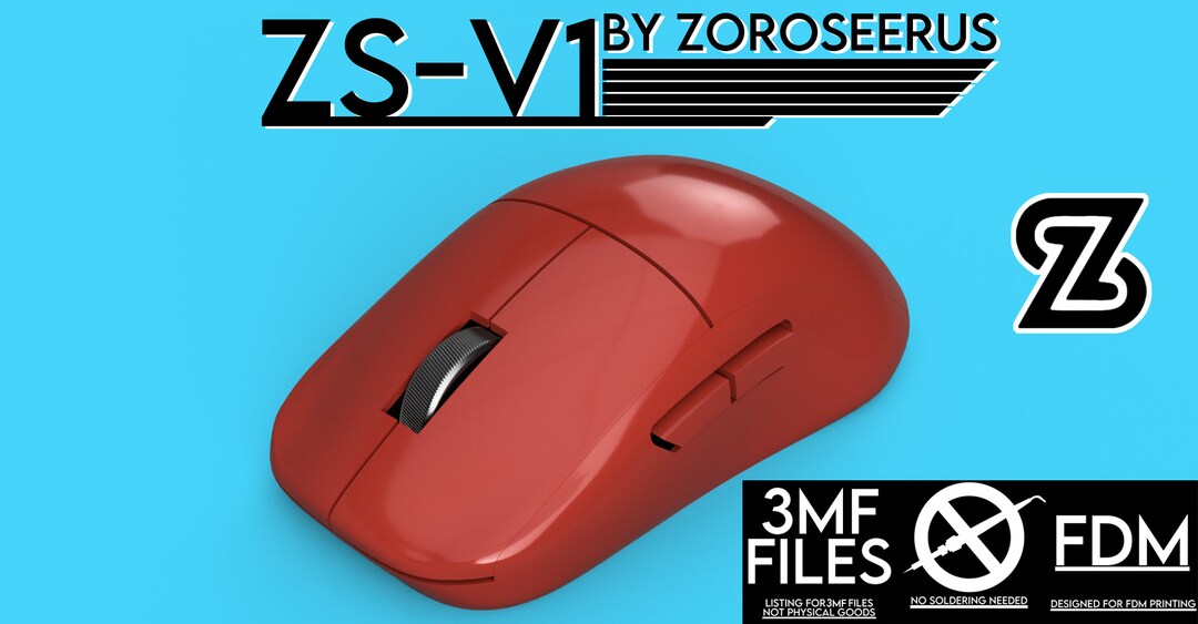 3D Printed Symmetric Wireless Mouse Mod, ZS-V1 Wireless Gaming Mouse ...