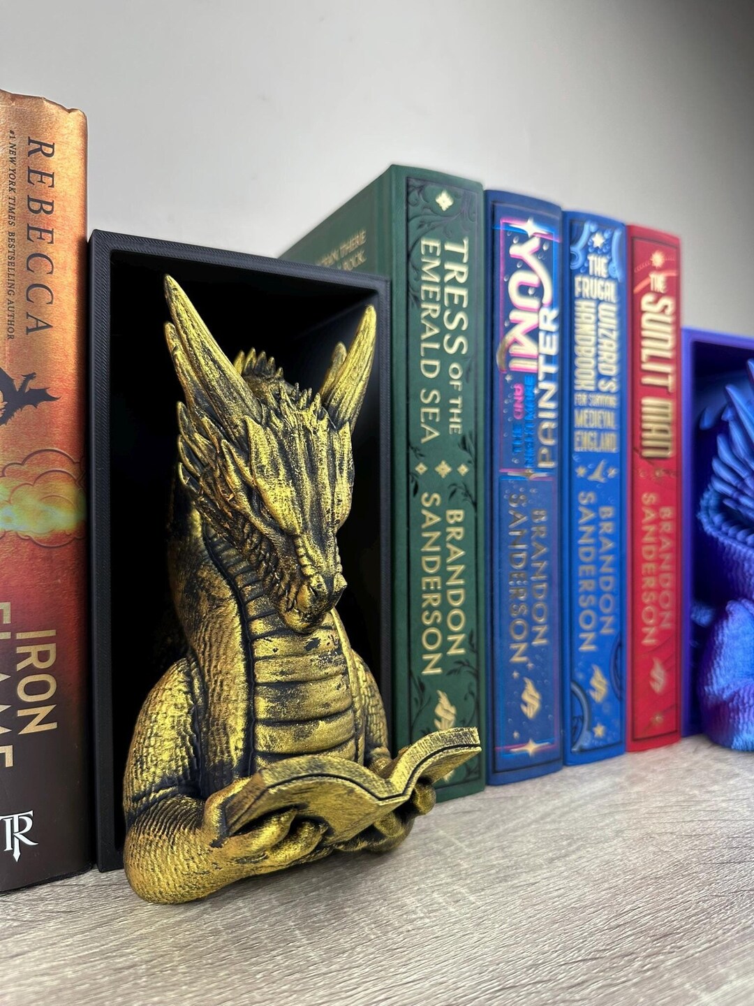 Reading Dragon Book Nook Combo Emerging From Frame / Bookend Booktok ...