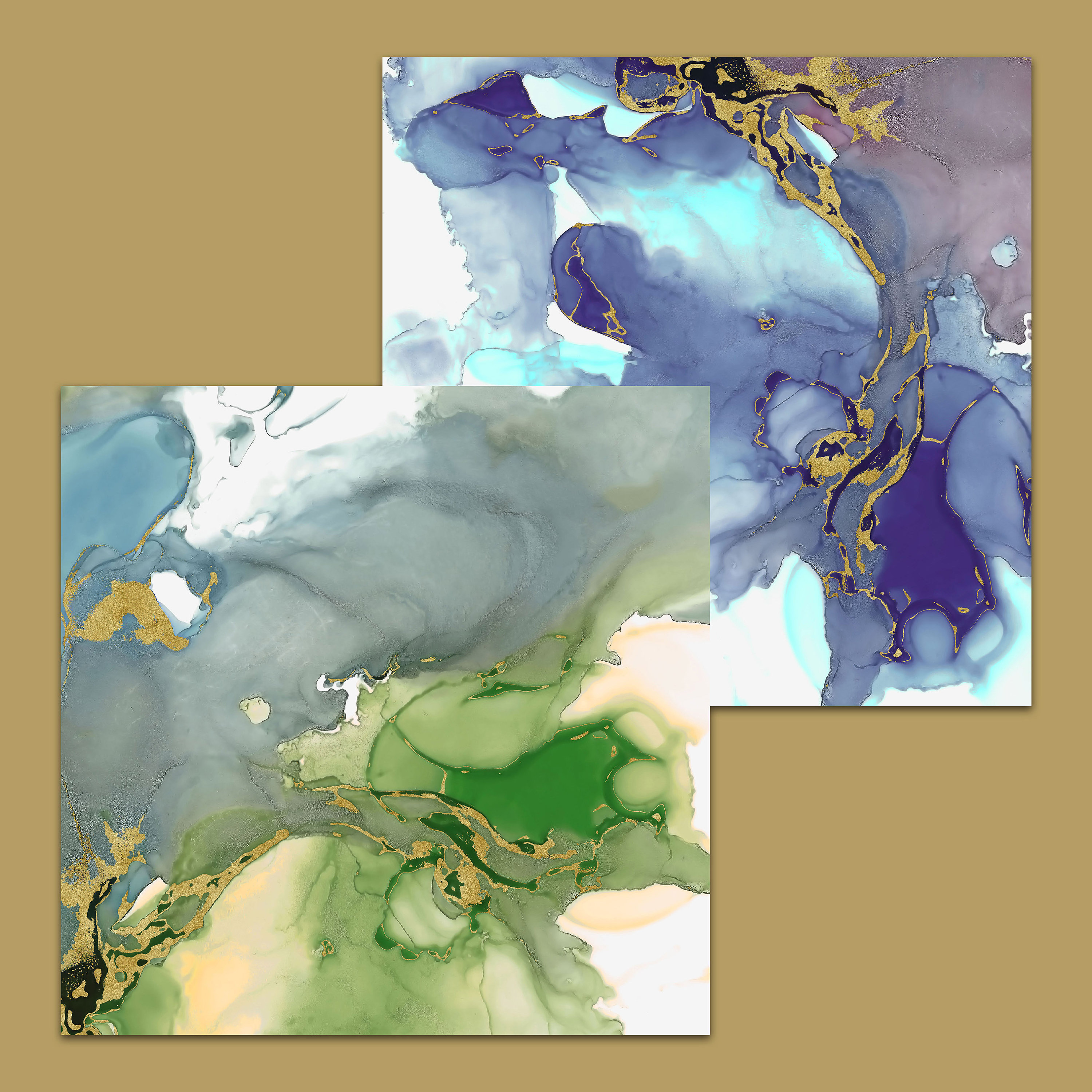 Rainbow Marble Ink Digital Papers, Ink Waves Print, Liquid Ink Paper ...