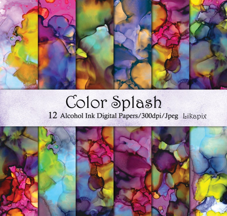 Alcohol Ink Colorful Paper Set-instant Download, Rainbow Colors Digital ...